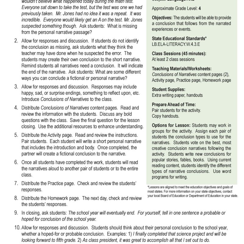 Conclusions of Narratives, Free PDF Download - Learn Bright Conclusions of Narratives, Free PDF Download - Learn Bright